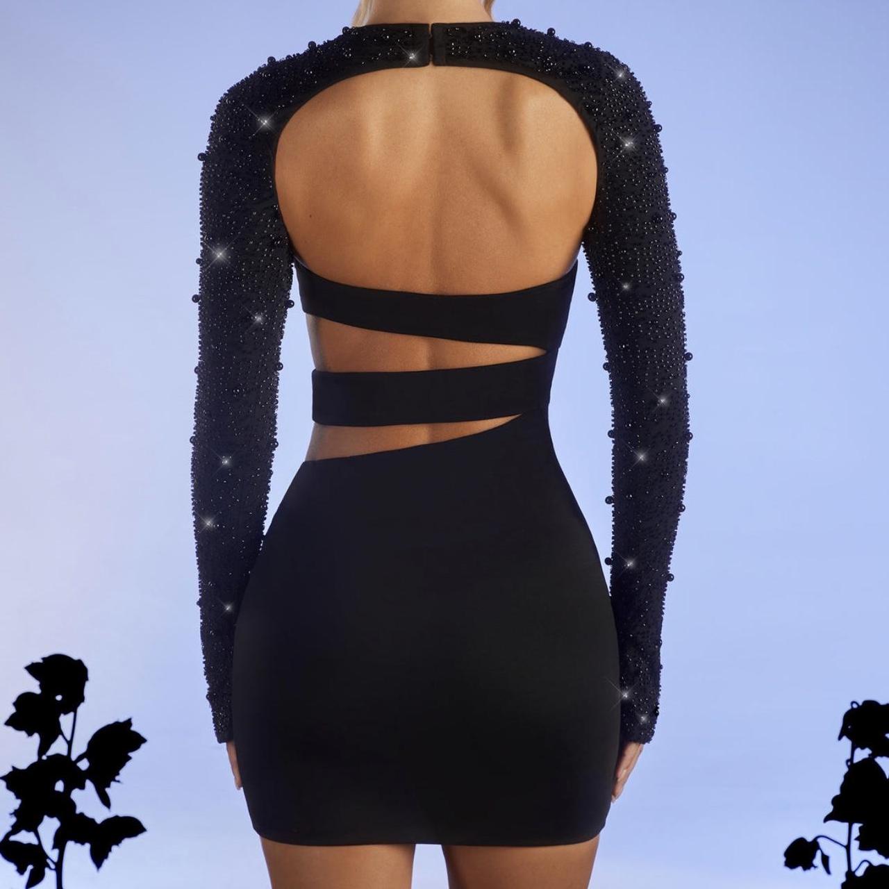 Oh polly black cut out mayfair mini dress with long... - Depop