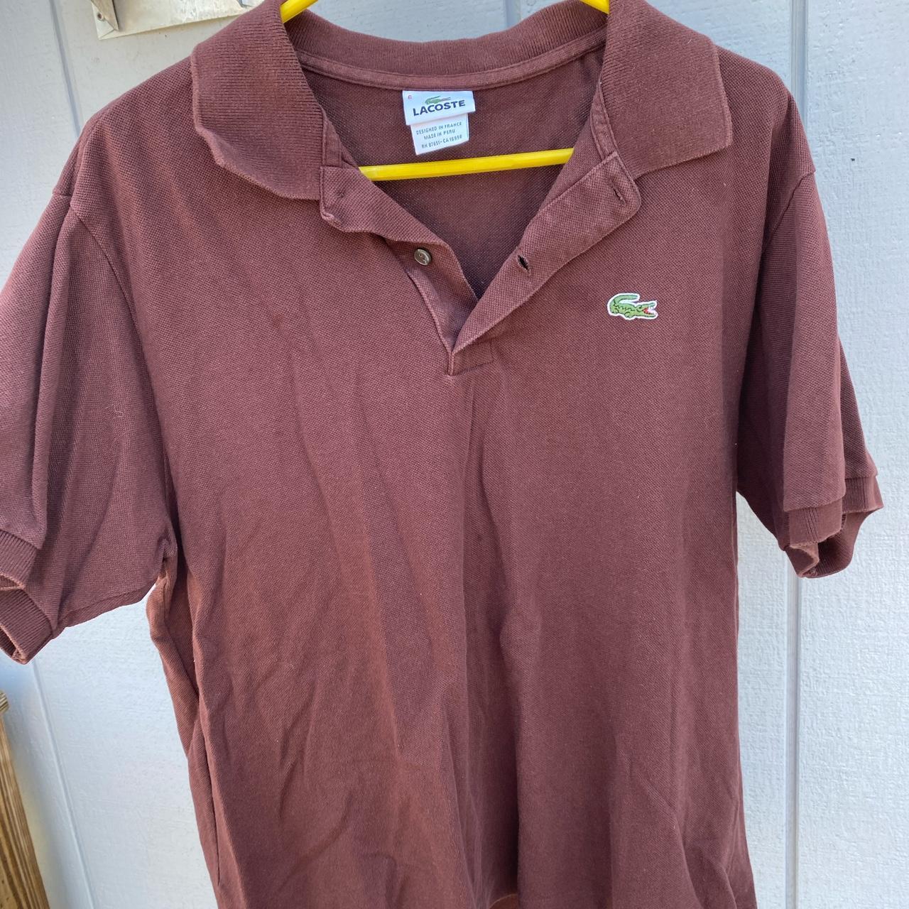 men’s lacoste maroon polo great condition - Depop