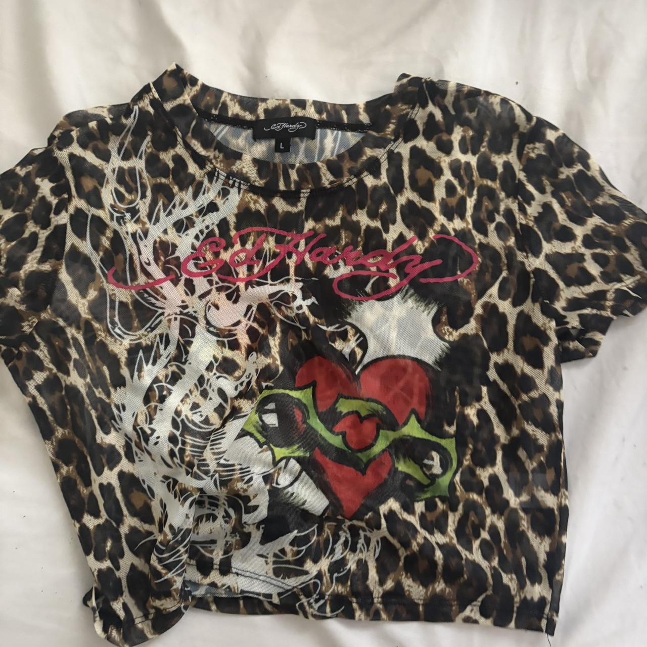 Ed Hardy cheetah print top size L Never... | Depop