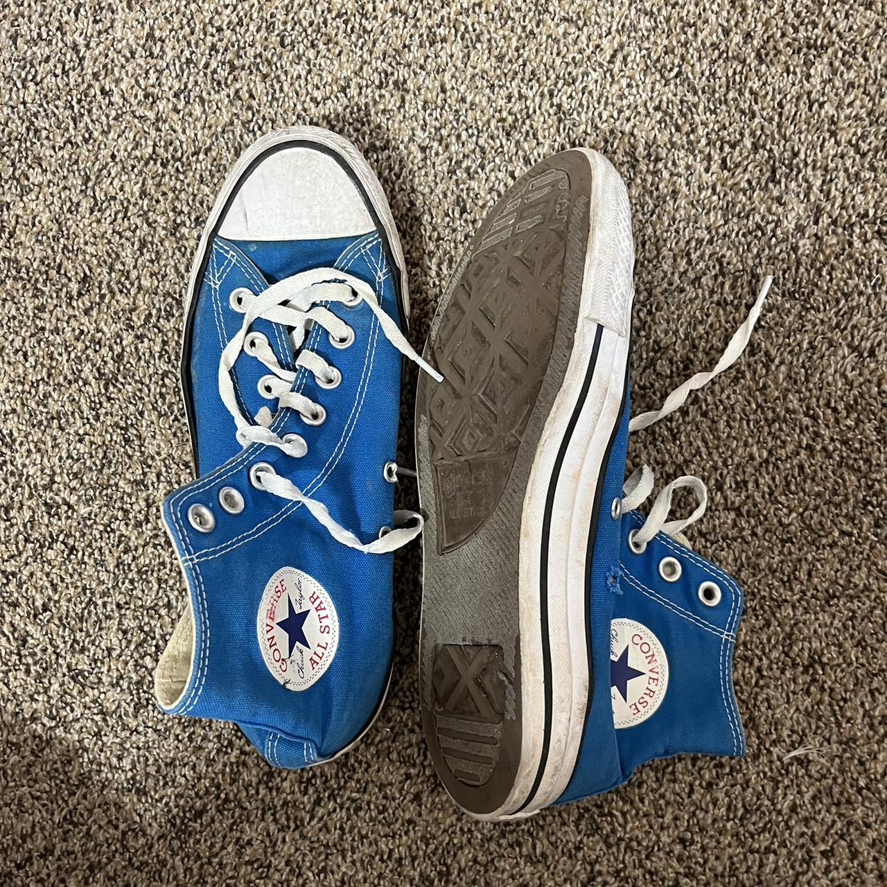 Blue high top converse! Been used but cute! Size 9... - Depop