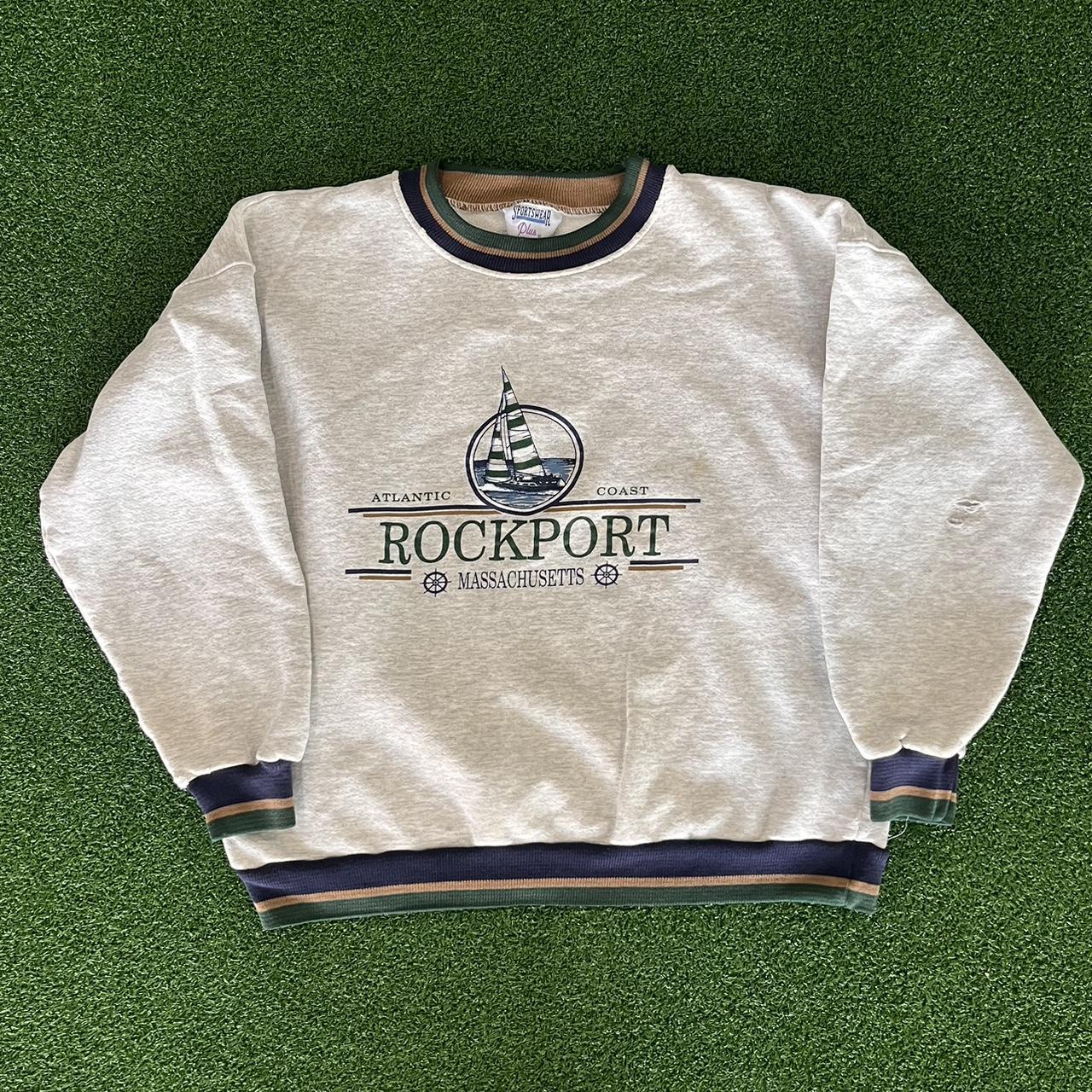 Vintage Grey sweatshirt with different color... - Depop