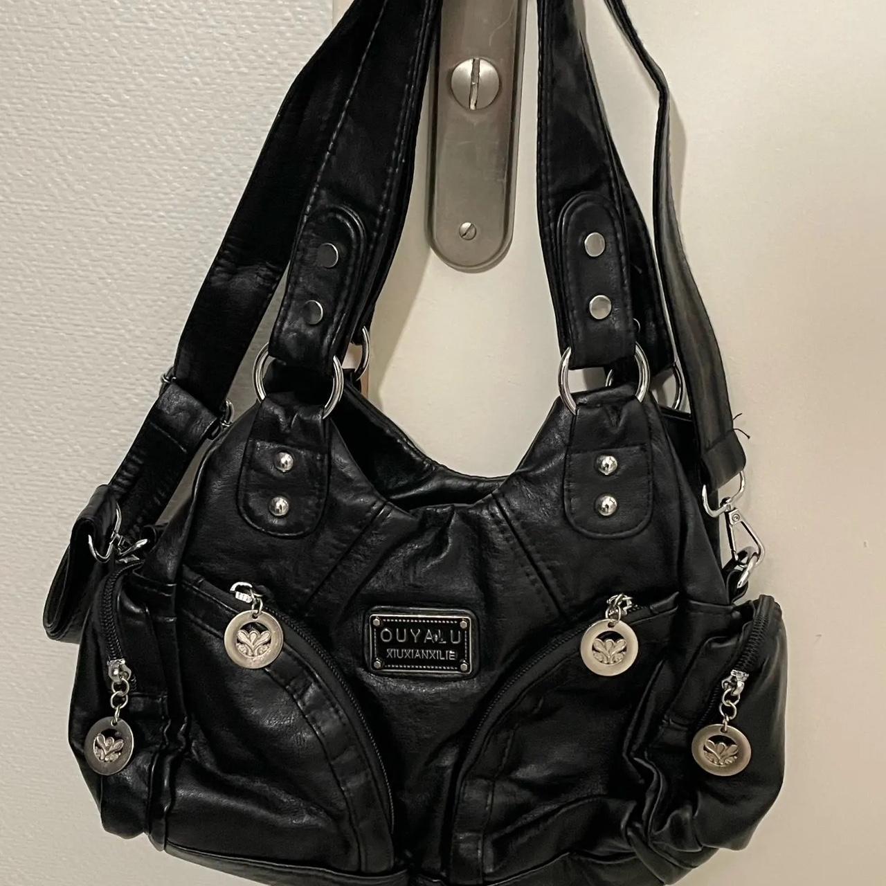 Y2K Luxe: Leather, Space, & Crossbody handbag... - Depop