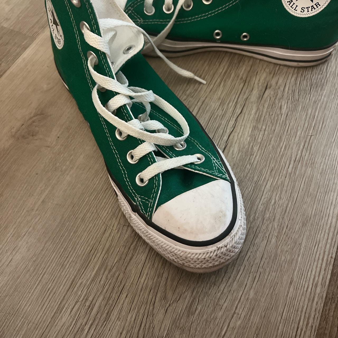 Custom green converse!! Minor signs of wear that I... - Depop