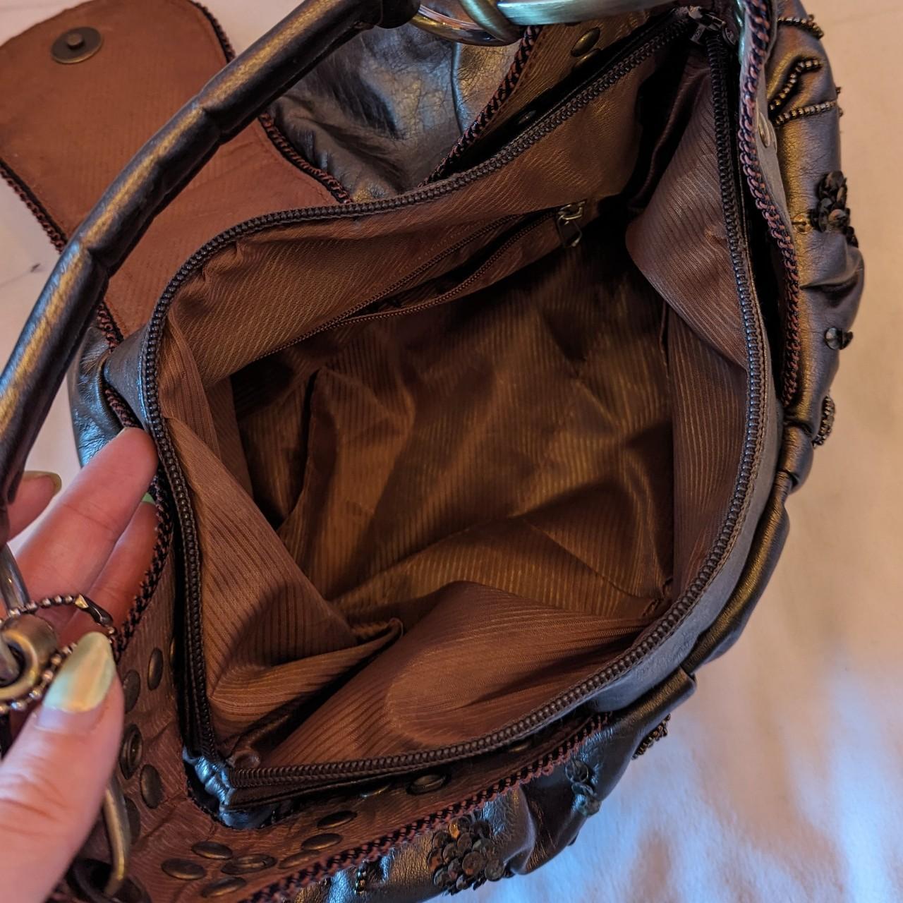 Y2K Bronze Beaded Handbag Metallic bronze brown all... - Depop