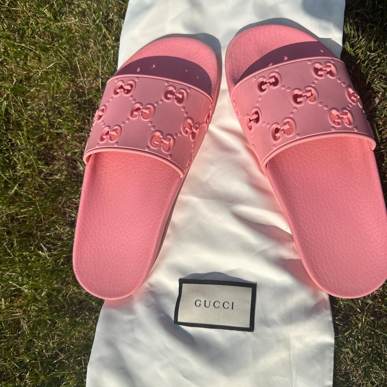 Gucci Women's Pink Slides | Depop