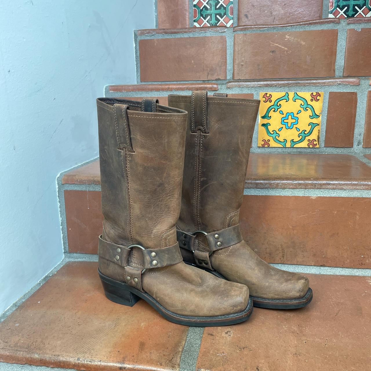 women’s frye harness 12R size 6.5 color tan brown... - Depop