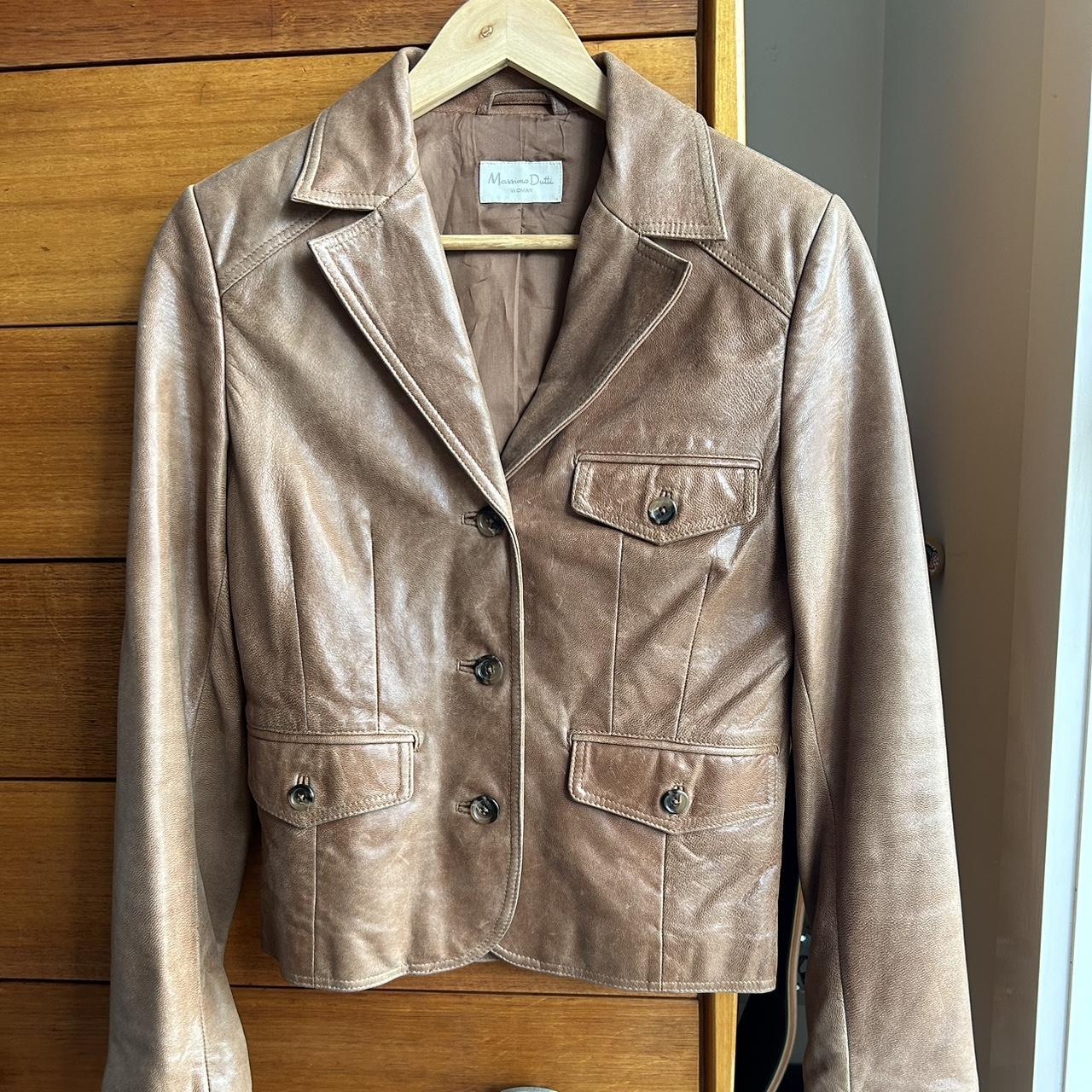 Vintage brown leather jacket. Outer shell 100%... - Depop