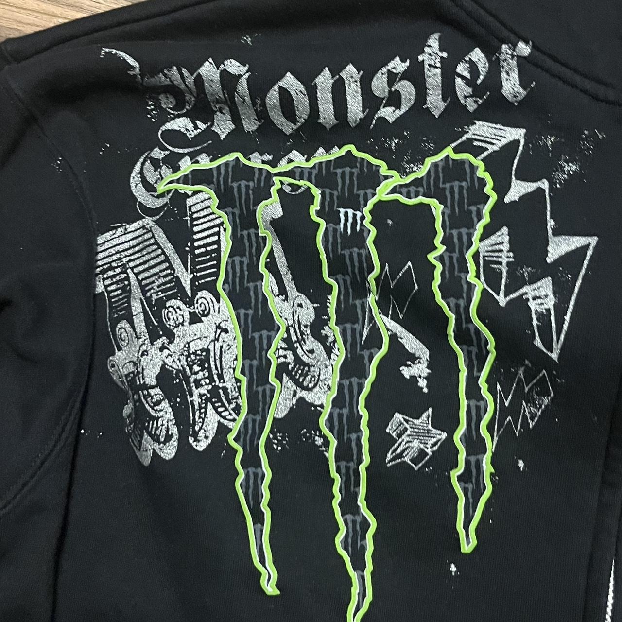 Y2k grunge cyber monster energy zip up hoodie Size... - Depop