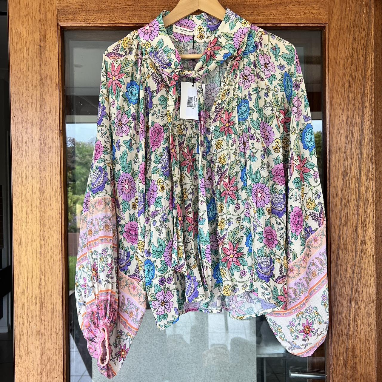 Spell Mossy Sample blouse size S high tie neck and... - Depop