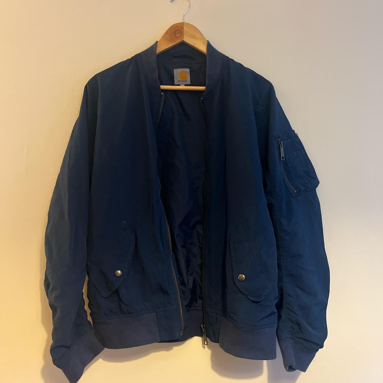 Navy blue Carhartt adams jacket in medium. Great... - Depop