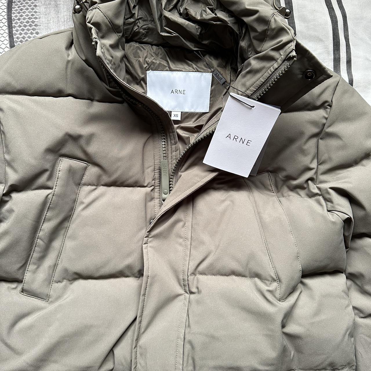 Arne mid length parka coat in Olive. Never worn,... - Depop