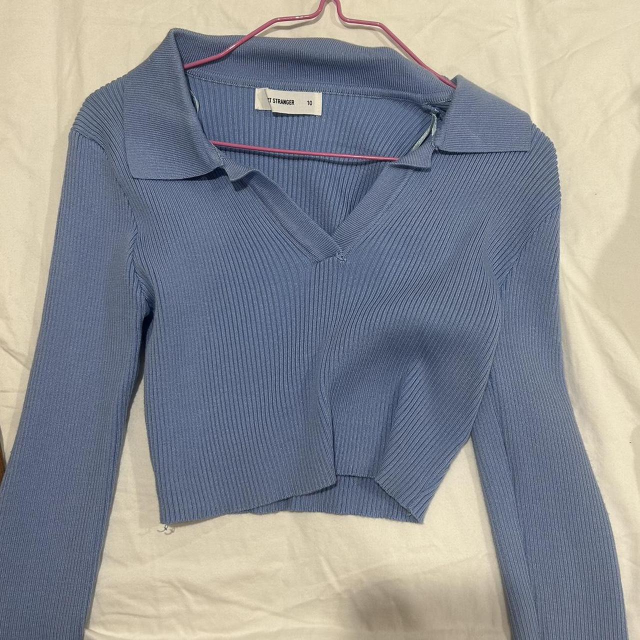 perfect stranger blue longsleeve - women’s size 10 -... - Depop