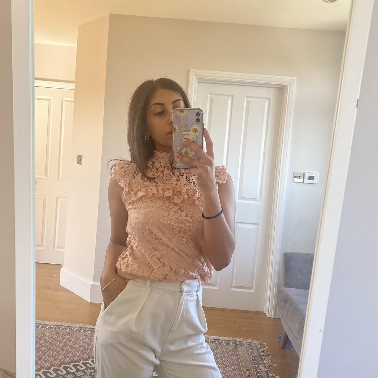 Baby pink topshop lace blouse - Depop