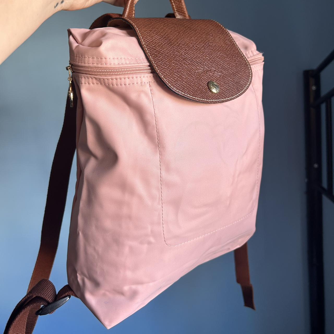 Small Longchamp light pink backpack - super cute but... - Depop