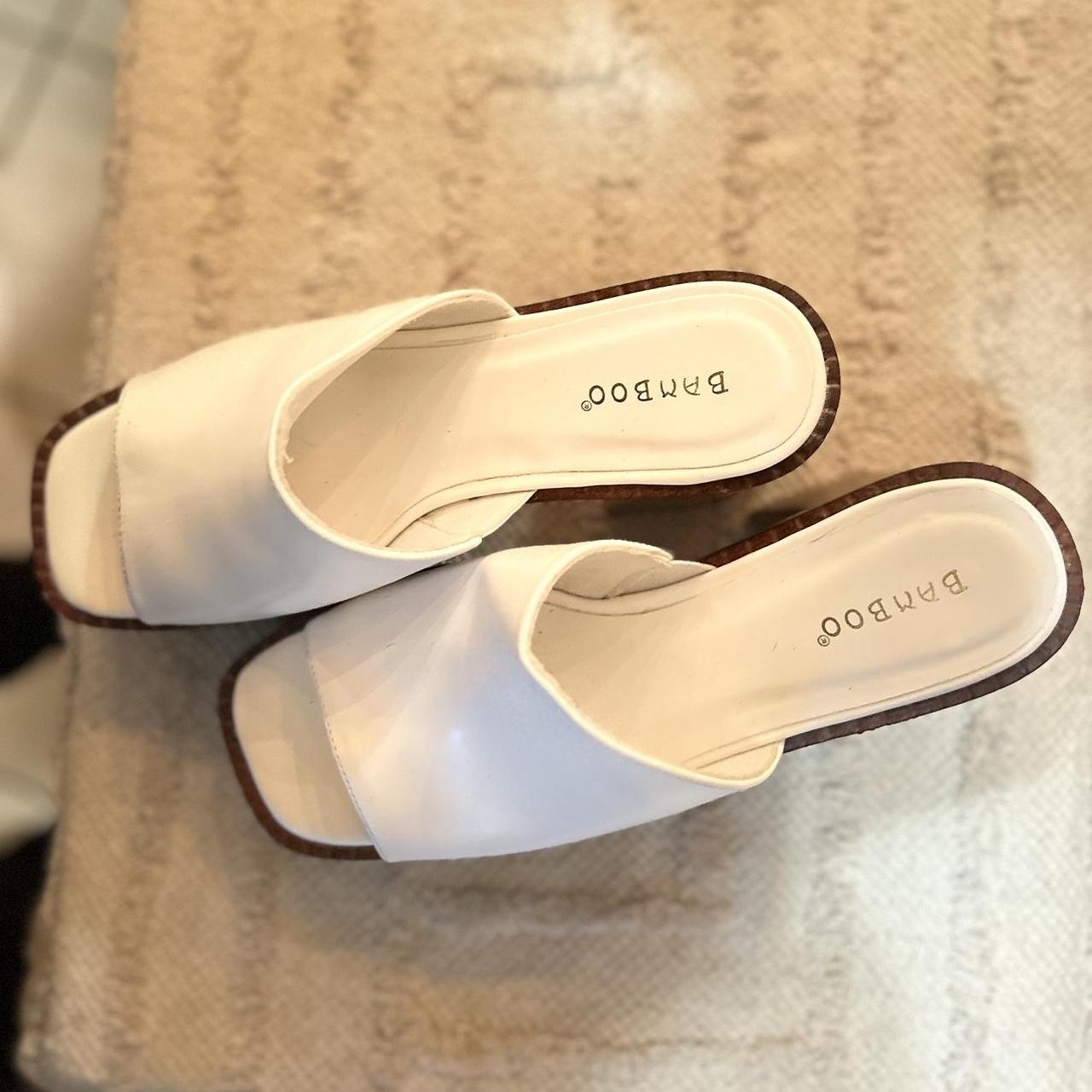 white open toe clog wedge heel sandals worn... - Depop