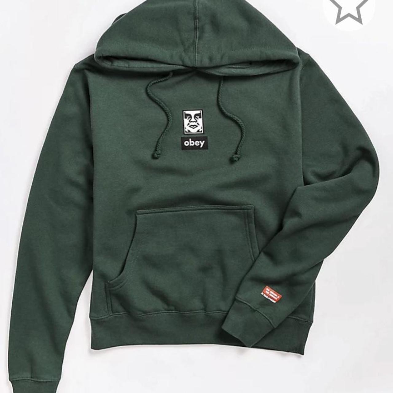 Obey Men's Green Hoodie | Depop