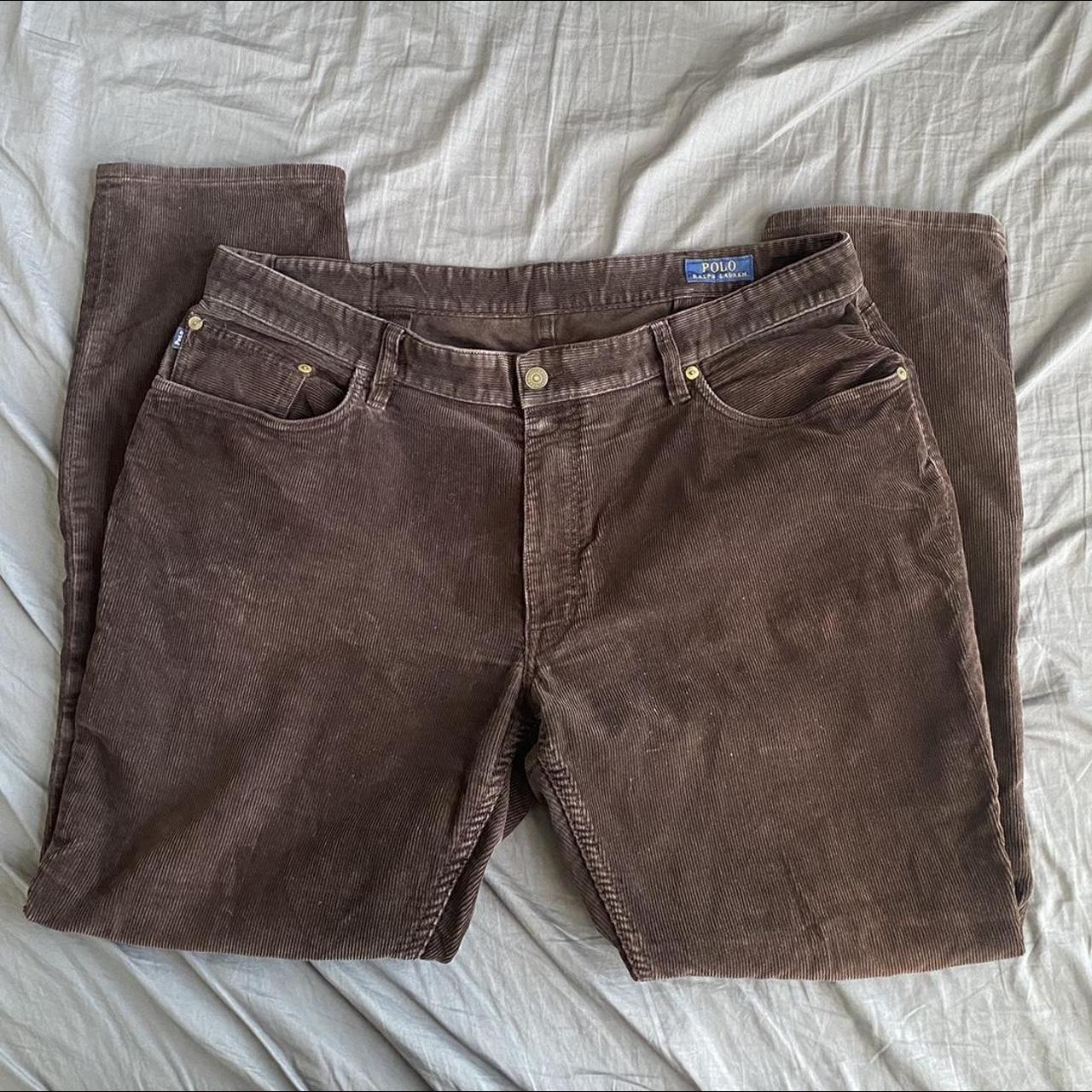Vintage ralph lauren chocolate corduroy tapered... - Depop