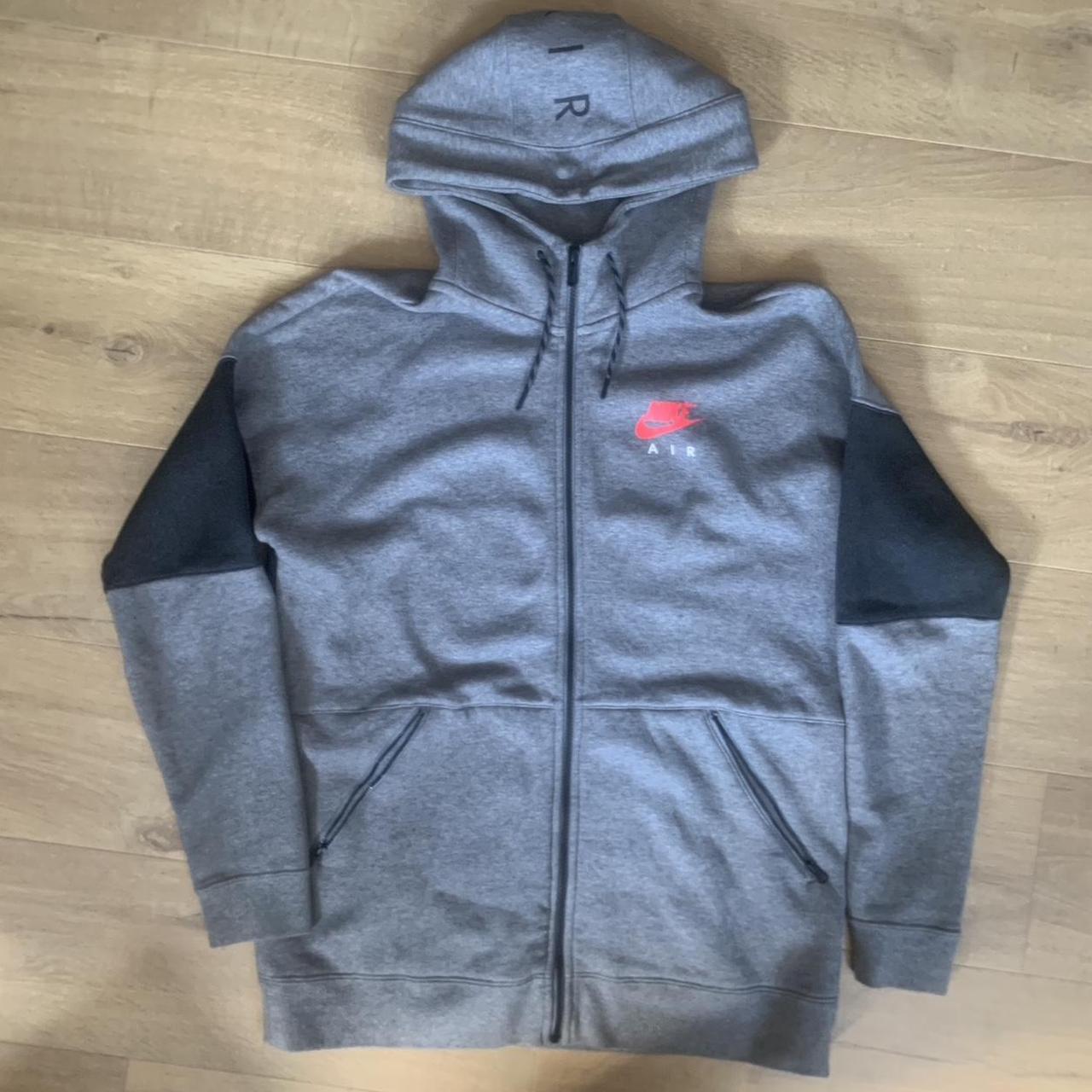 Nike Air Max Zip Up Hoodie Grey/Black Size L - Tall... - Depop