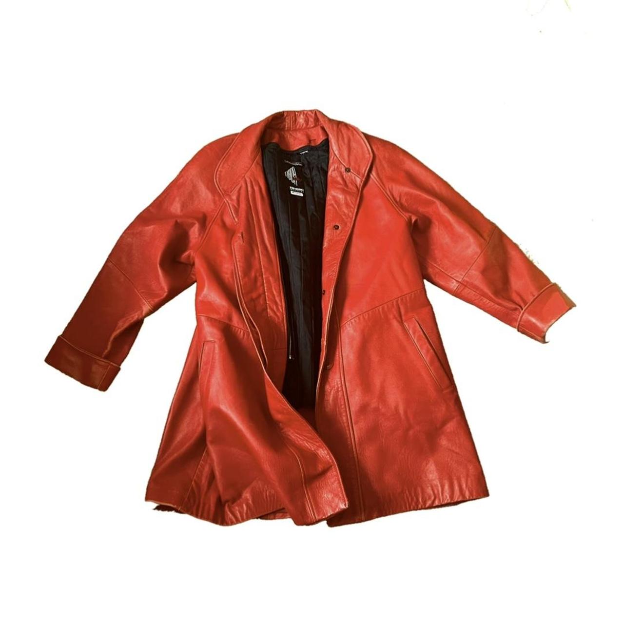 Vintage longline oversized red leather jacket! Such... - Depop