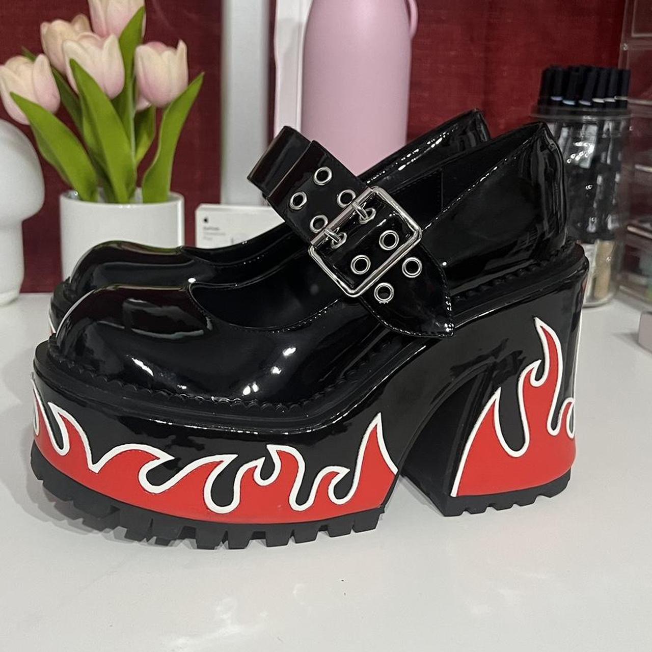 Dollskill Widow Hell and Back Mary Jane Flame... - Depop