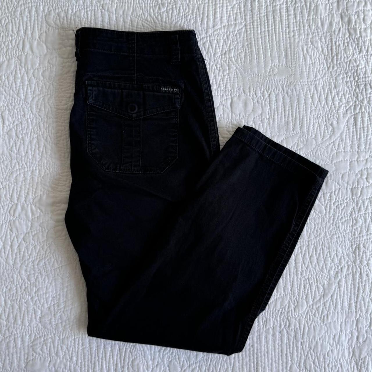 black straight leg, mid rise sanctuary pants with... - Depop
