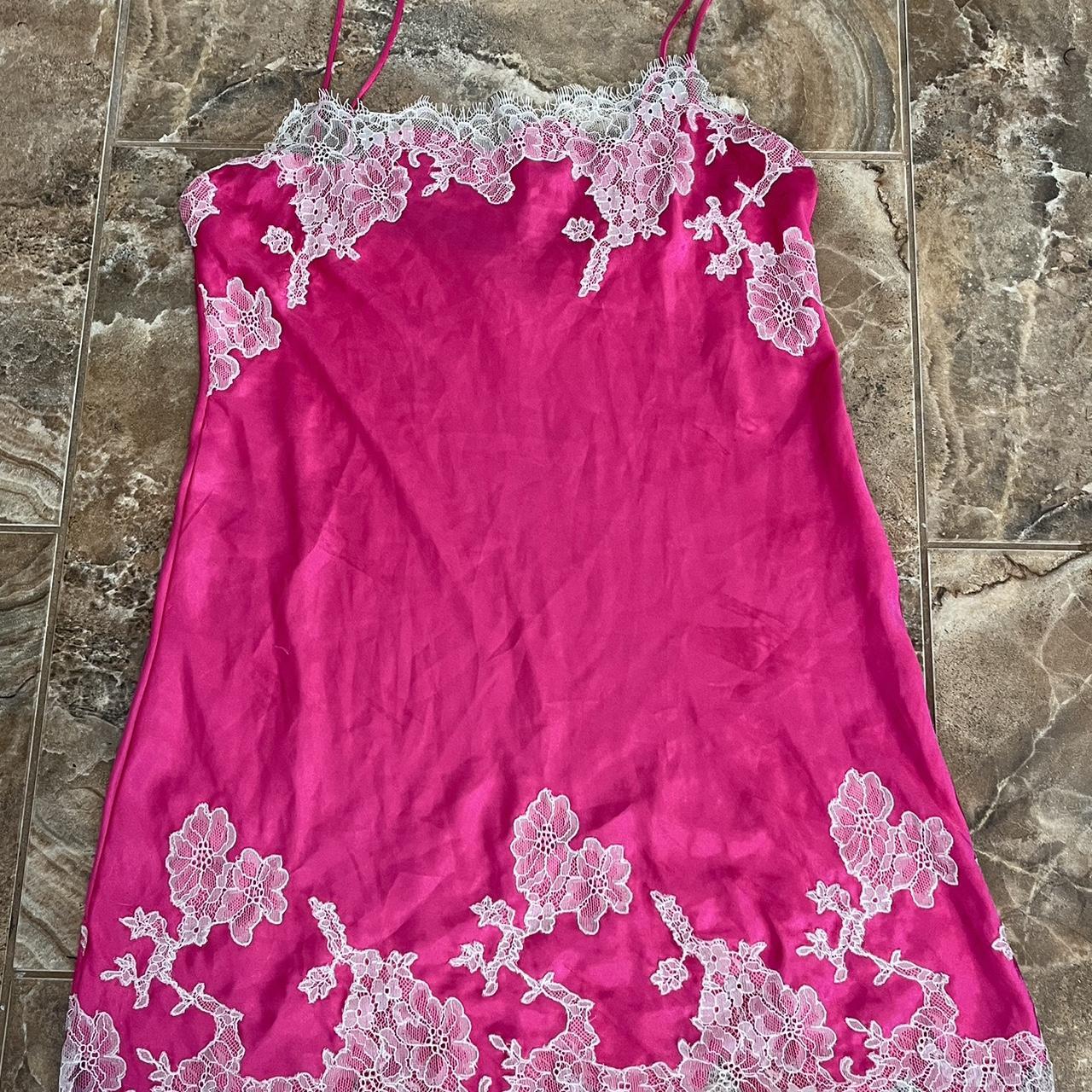 Victoria’s Secret Pink slip dress with white lace... | Depop