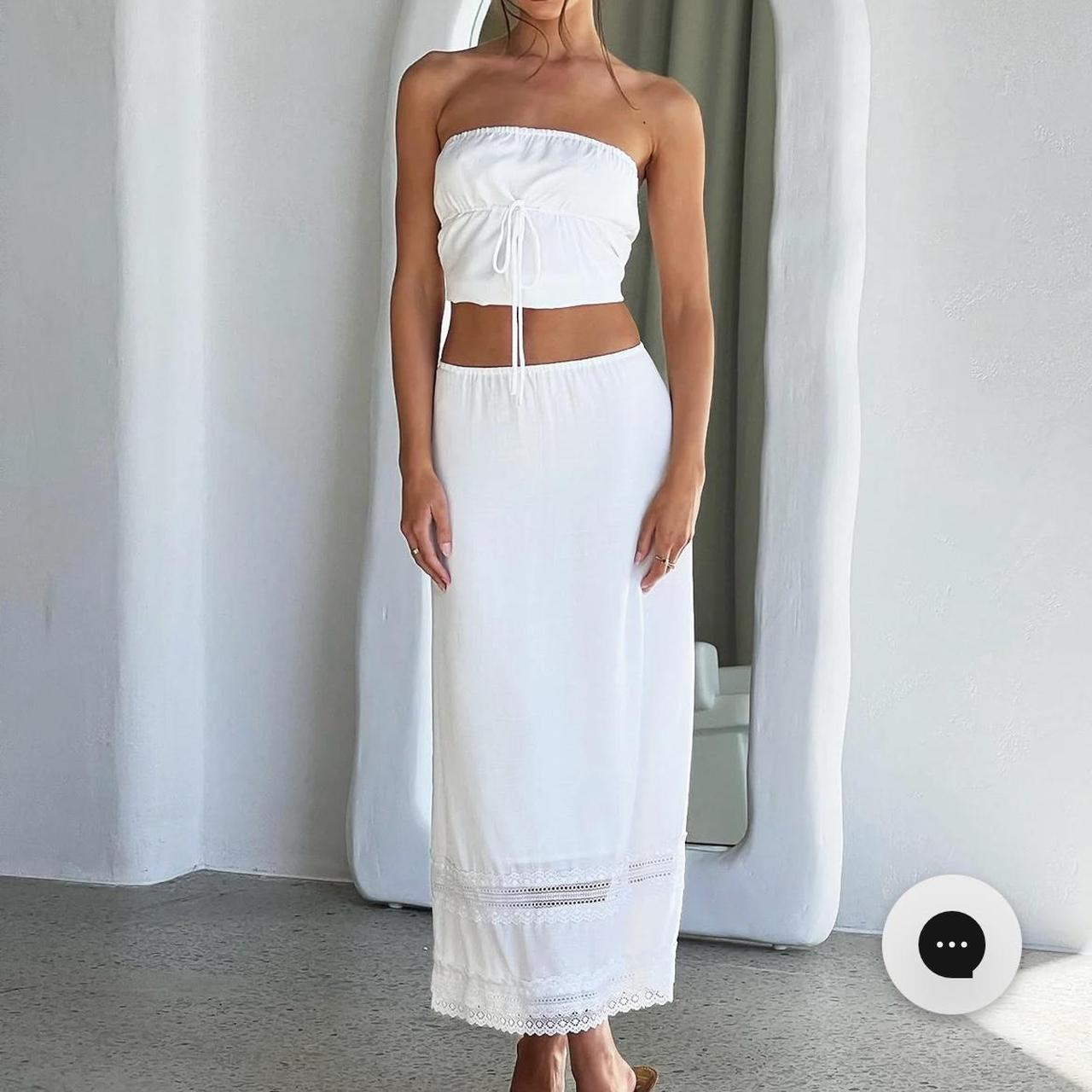 Tiger Mist Women's White Dress | Depop