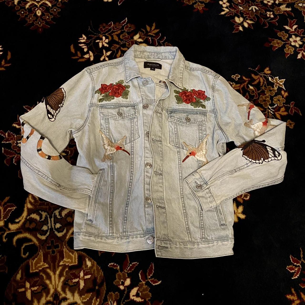 PacSun Embroidered Butterfly Rose Snake jean... - Depop