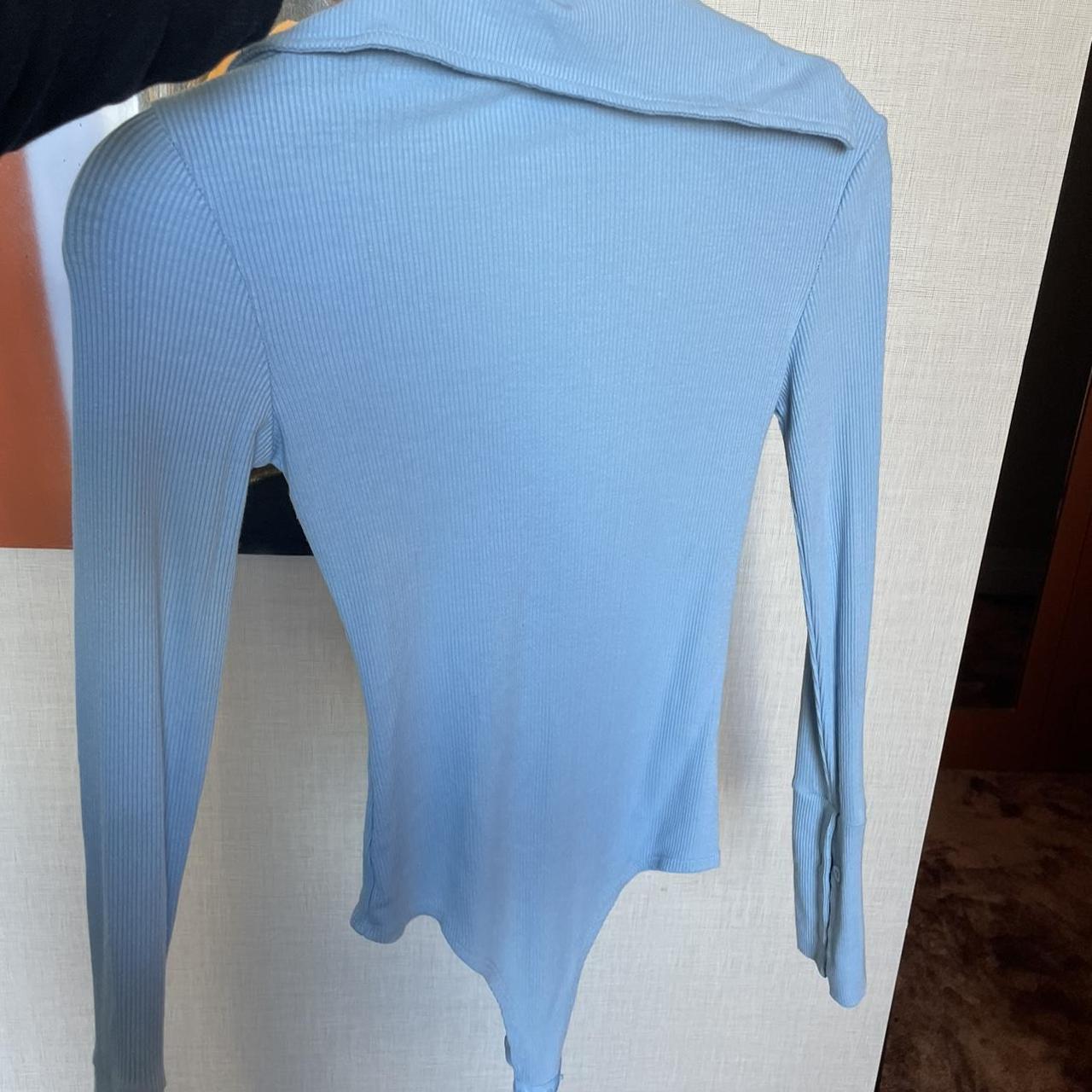 BAYSE long sleeve body suit in baby blue. Very... - Depop