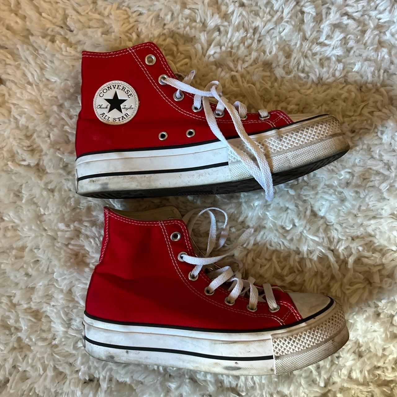 Red high top platform converse - Depop