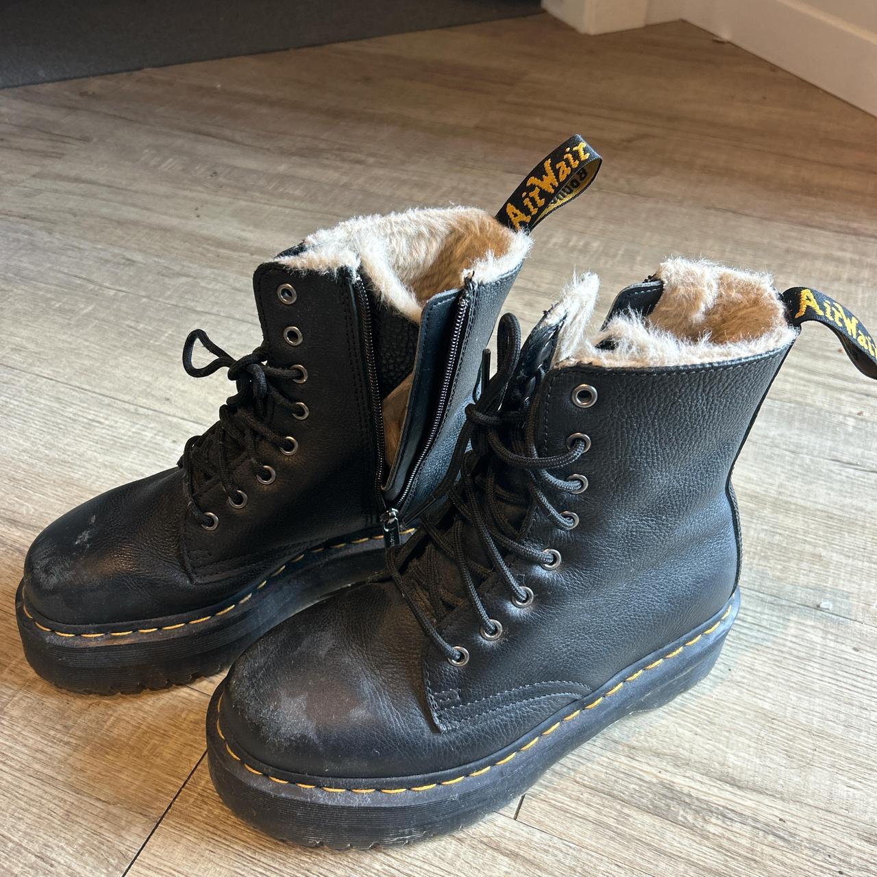 Platform fur lined doc martens - Depop