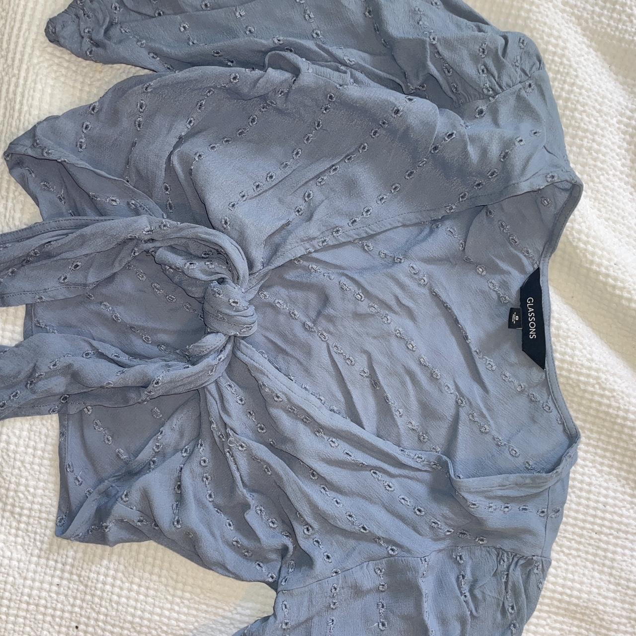 Blue Glassons tie up top - Depop