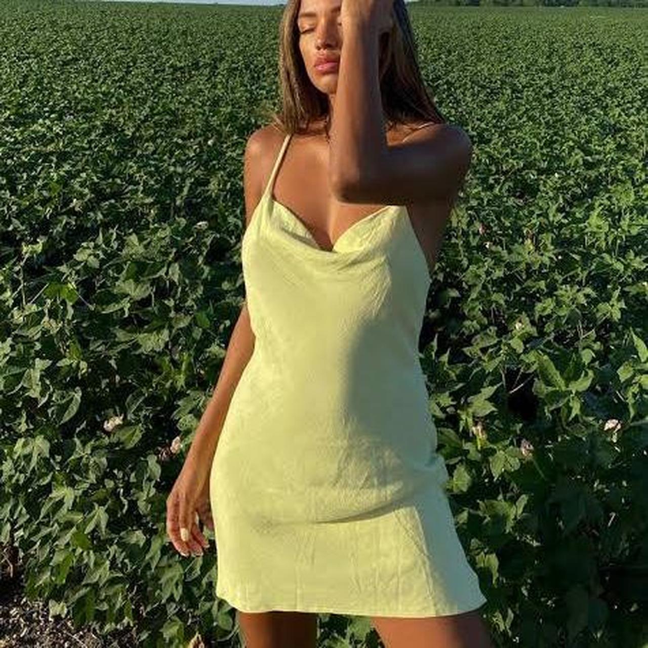 cheri dress lime green beach throw over worn once - Depop