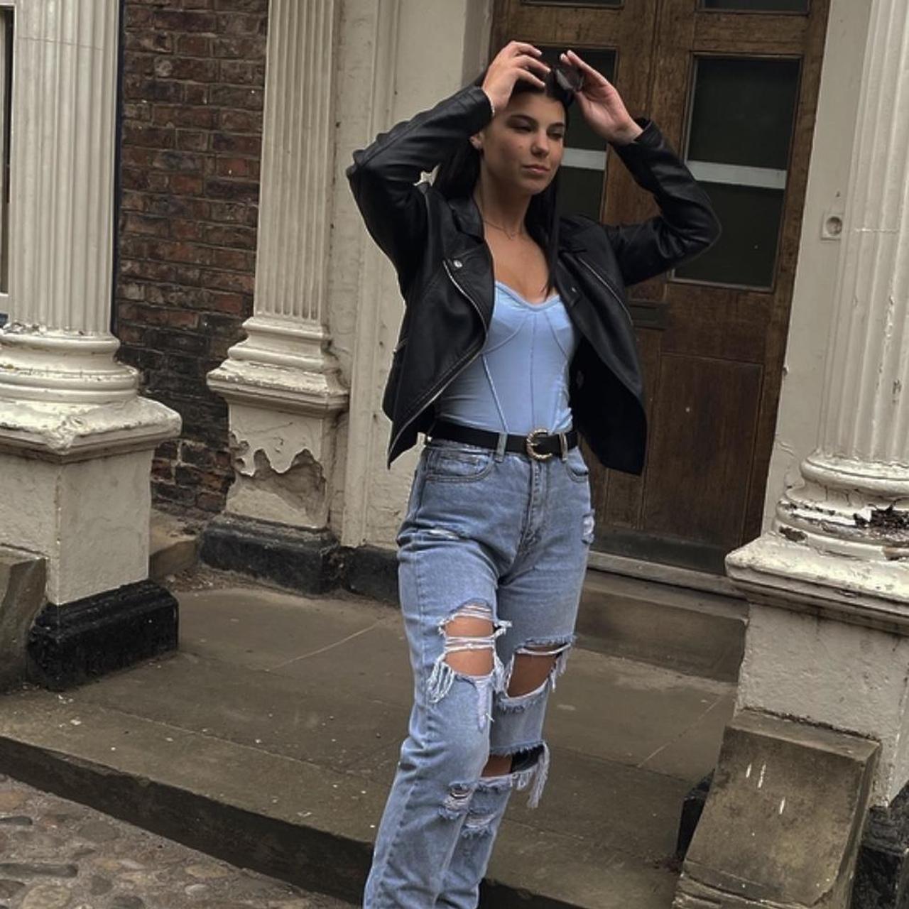 Blue PLT corset style top size 8 - Depop