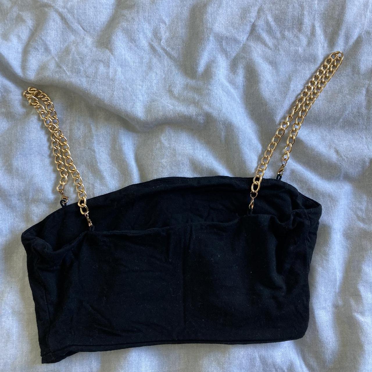 Black tube top, with gold chain Chain can detach to... - Depop