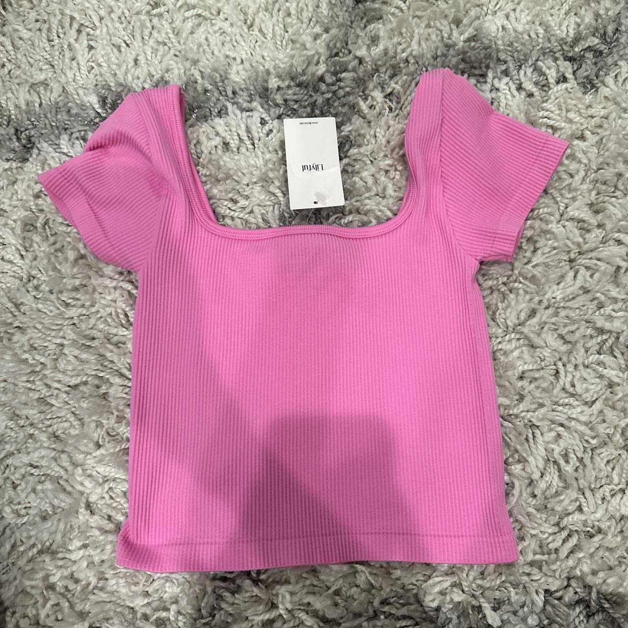 Lilyful pink square neck top Size:S\M - Depop