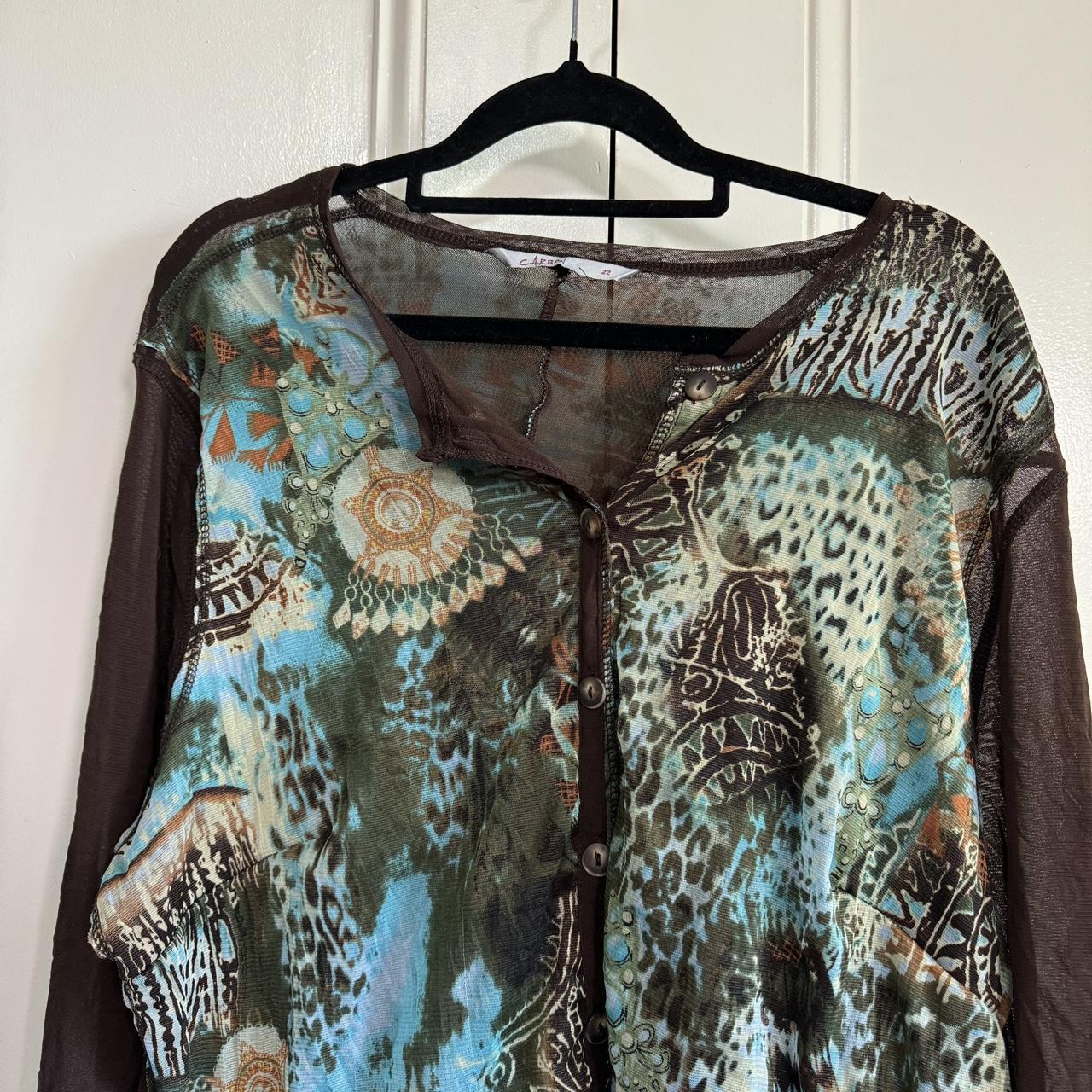 Y2K Vintage 2000s mesh top Size 22 but would fit... - Depop