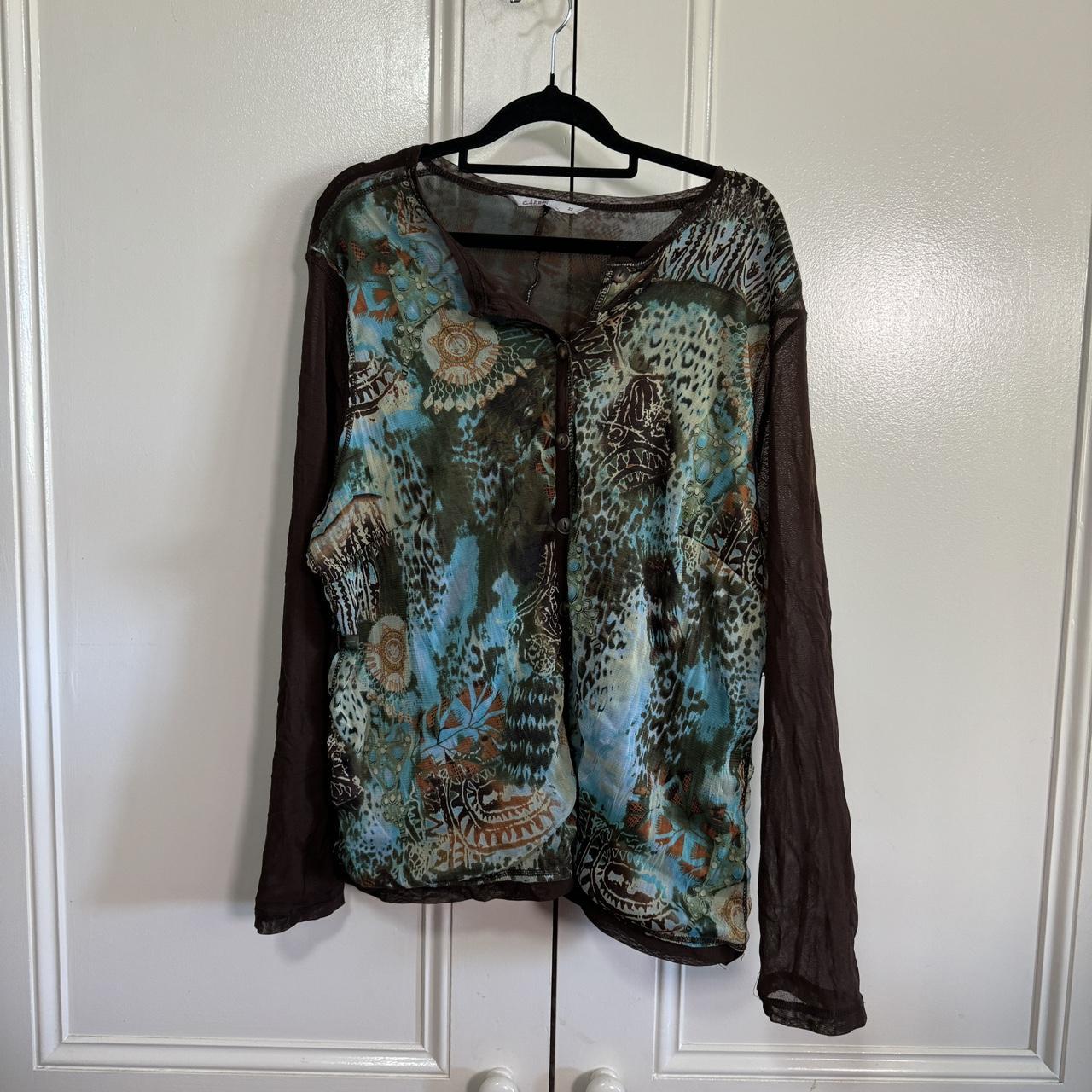 Y2K Vintage 2000s mesh top Size 22 but would fit... - Depop