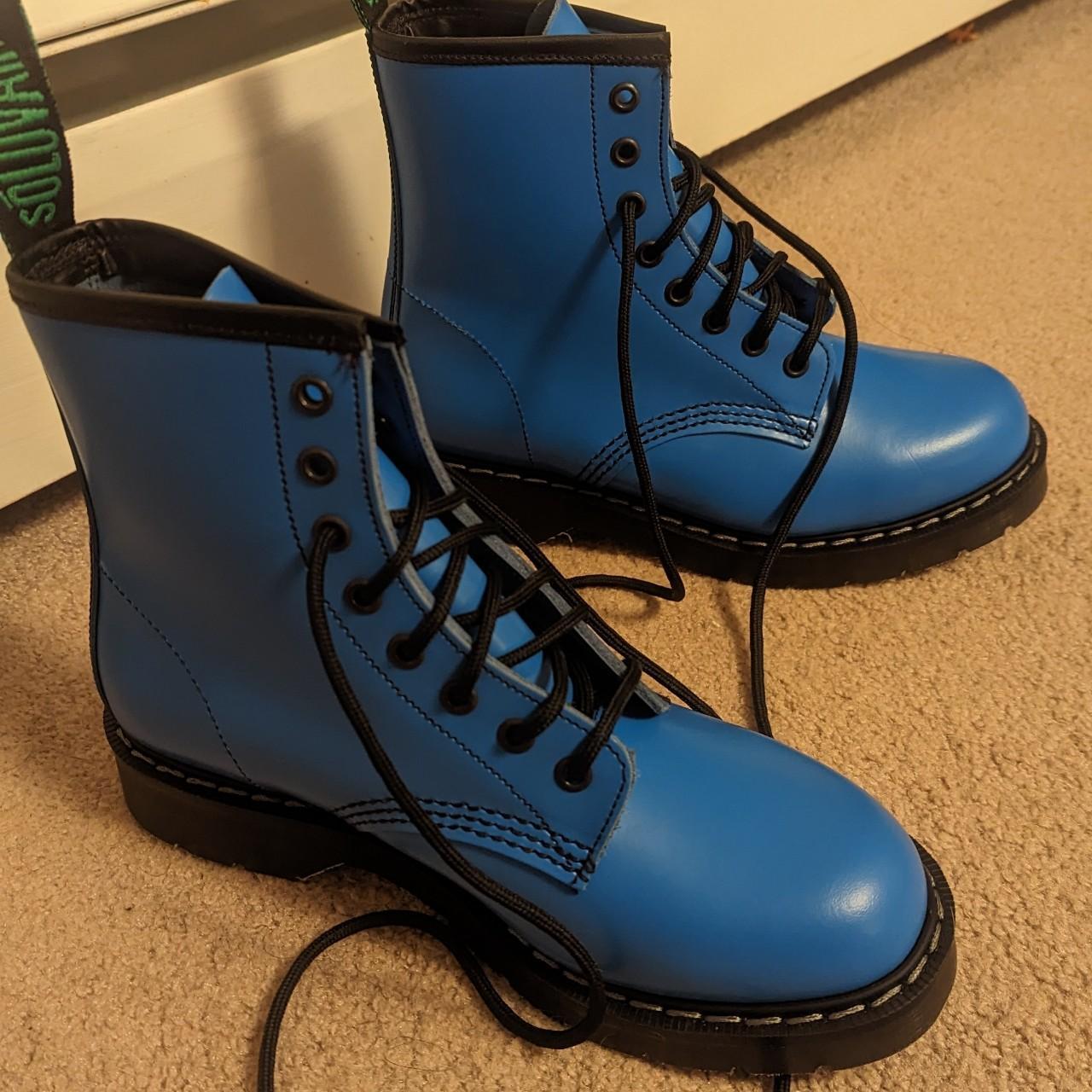 Blue Doc Marten style boots, from UK brand Solovair.... - Depop