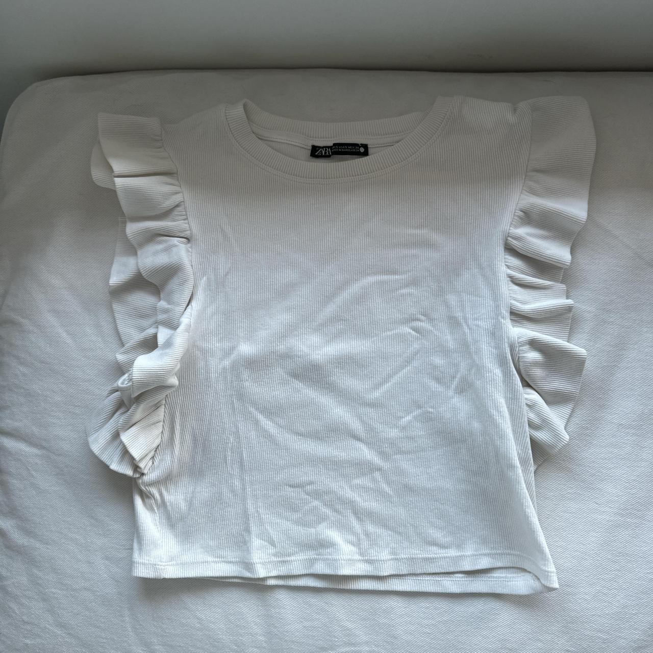 Zara white ruffle top - Depop