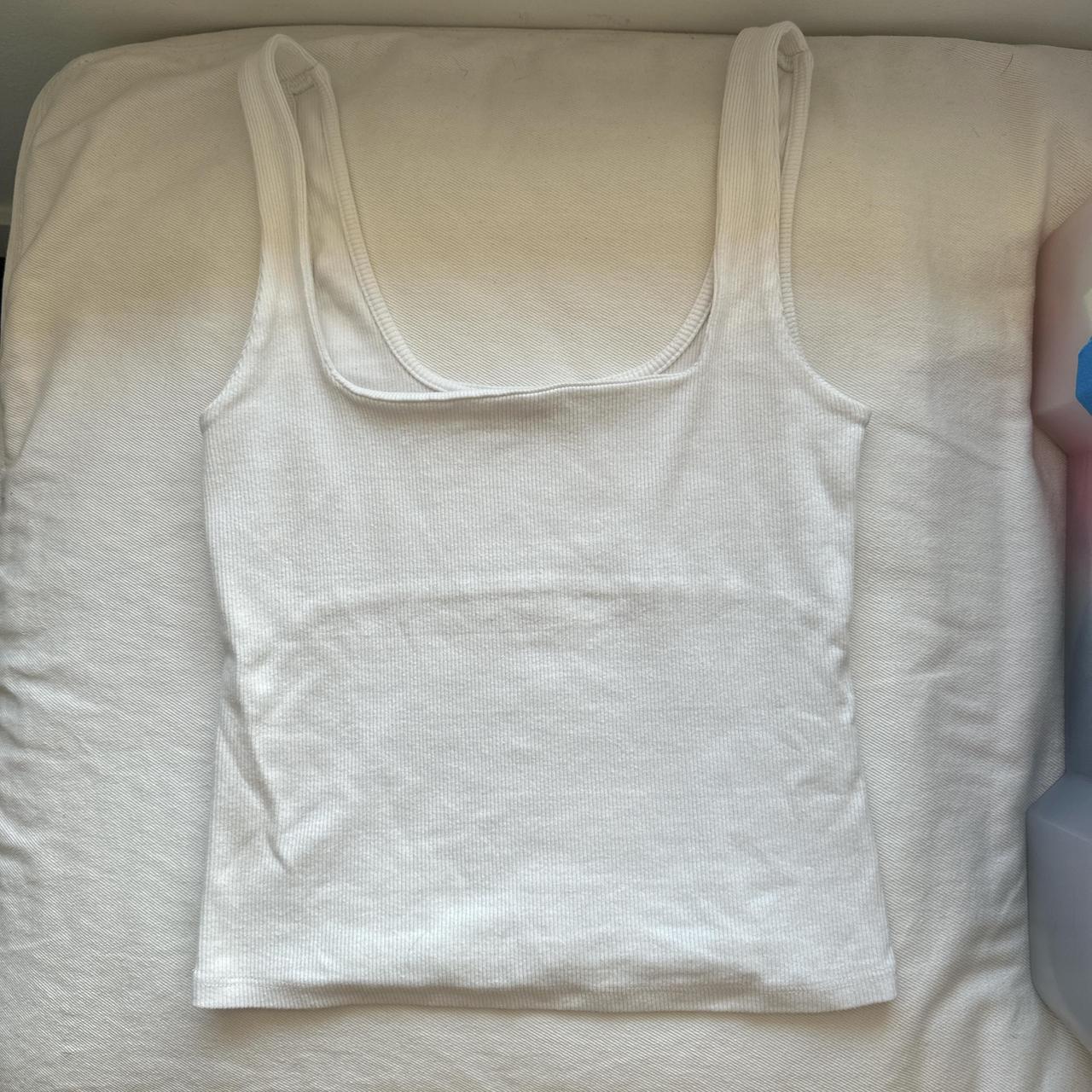 Zara White square neck tank top - Depop