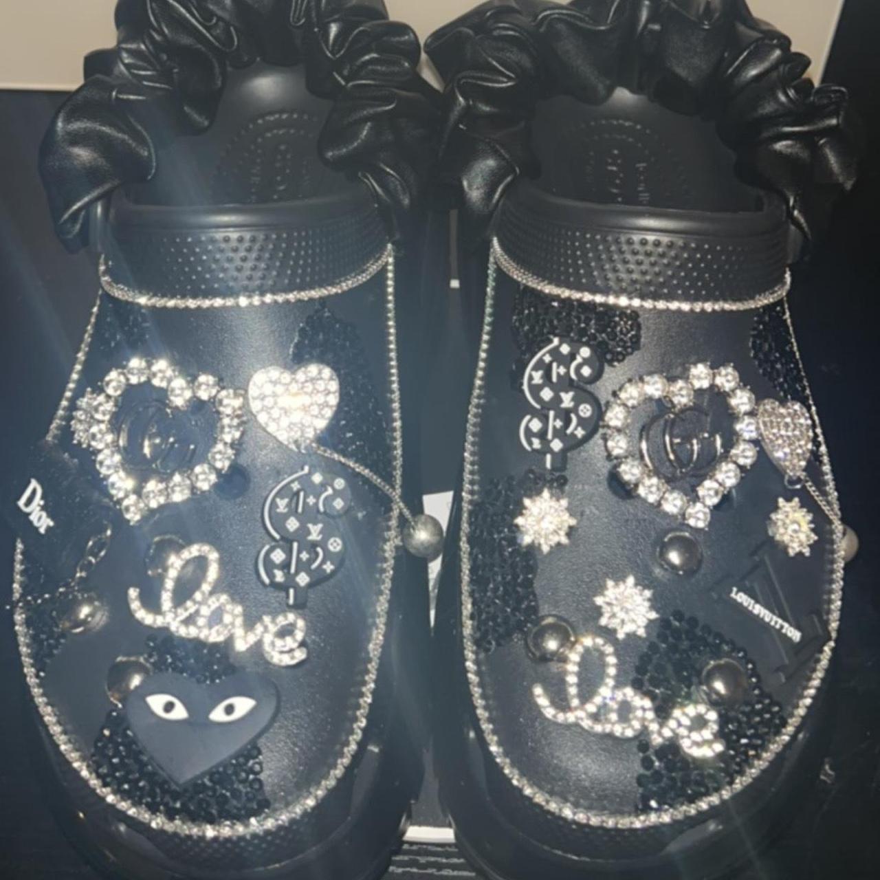 Customised Black Mega Crush Crocs With Prada Strap... - Depop