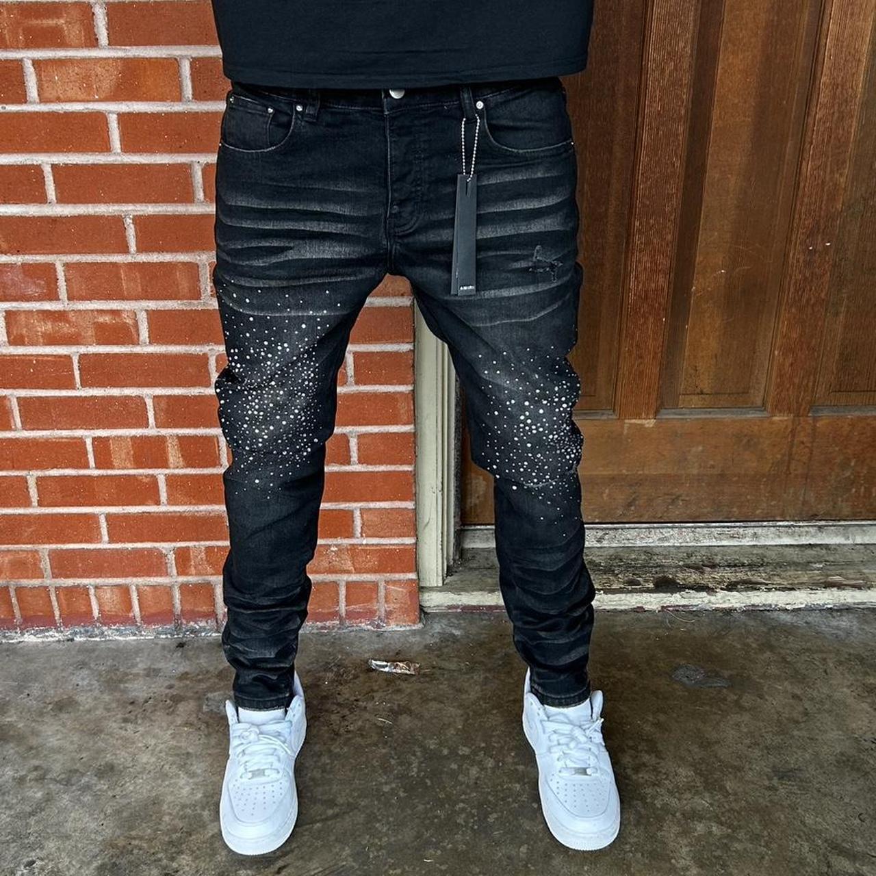 Amiri Black Jeans With Rhinestones Brand New!! Tags... | Depop
