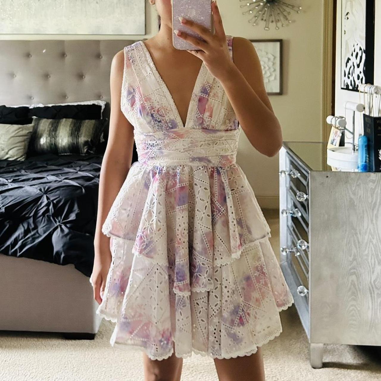 Gianni Bini Women's Pink and Purple Dress | Depop