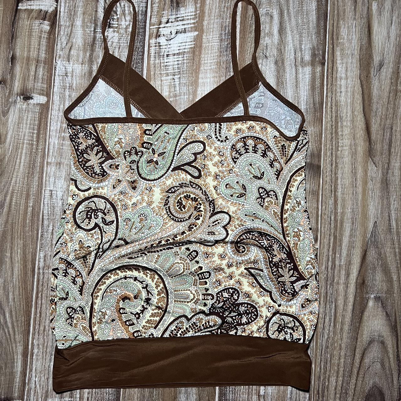 y2k paisley cami top body central item sizing:... - Depop