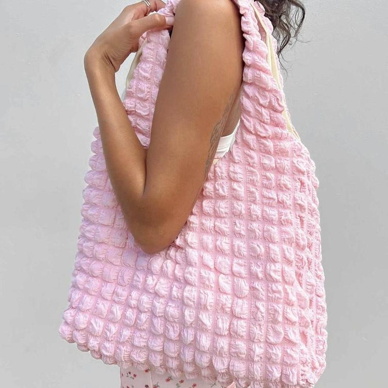 Pink fluffy tote bag - Depop