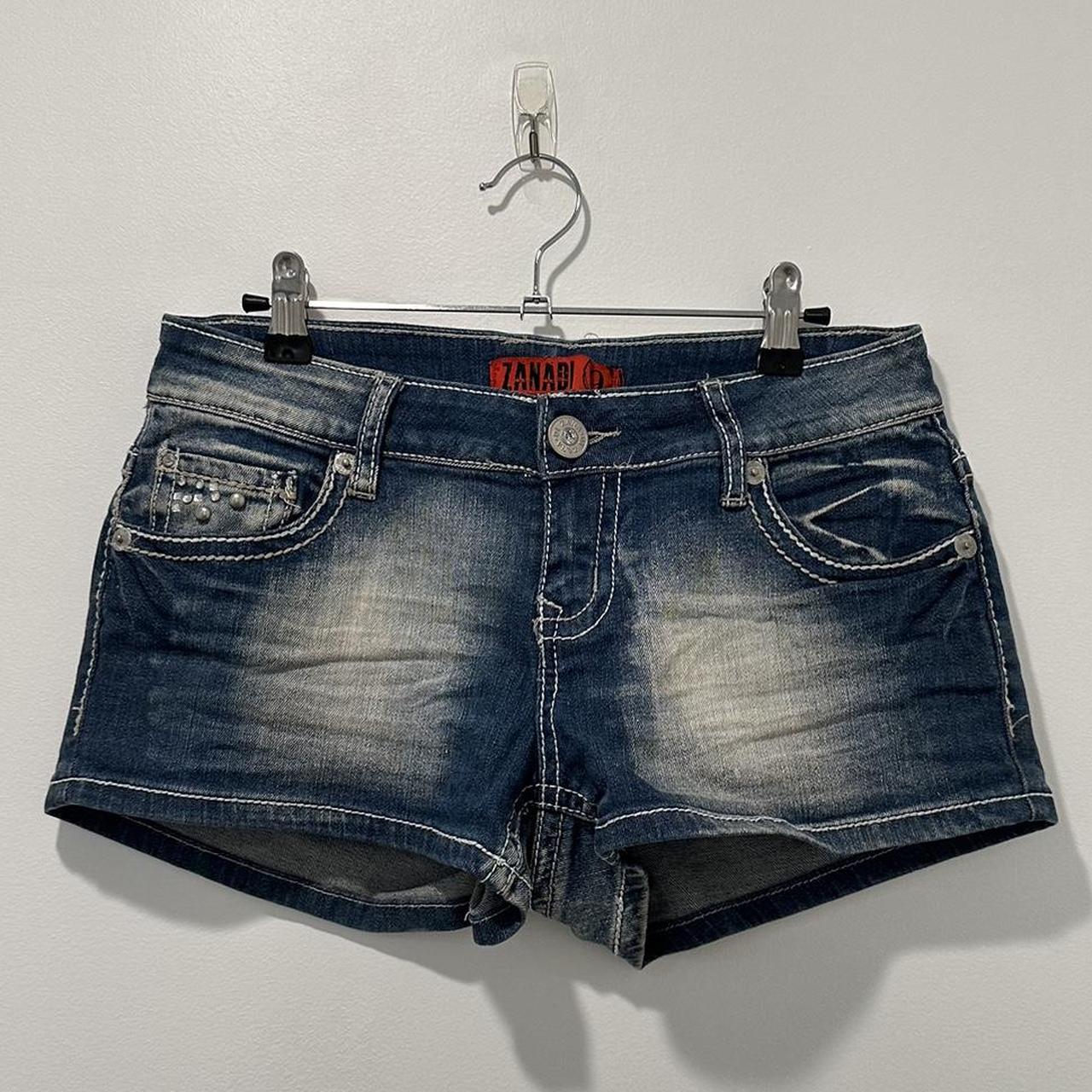 Y2k Zana Di Denim Shorts With Bedazzled Flap Pockets Depop