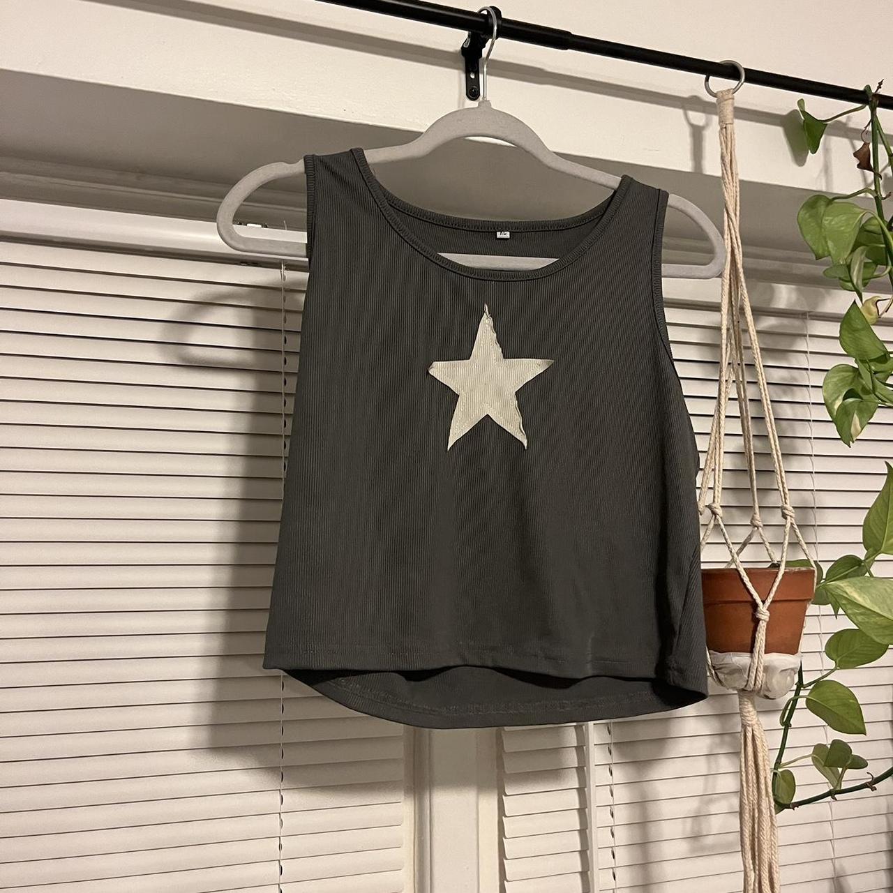 Grey star tank top Size XL Never worn Stretchy... - Depop