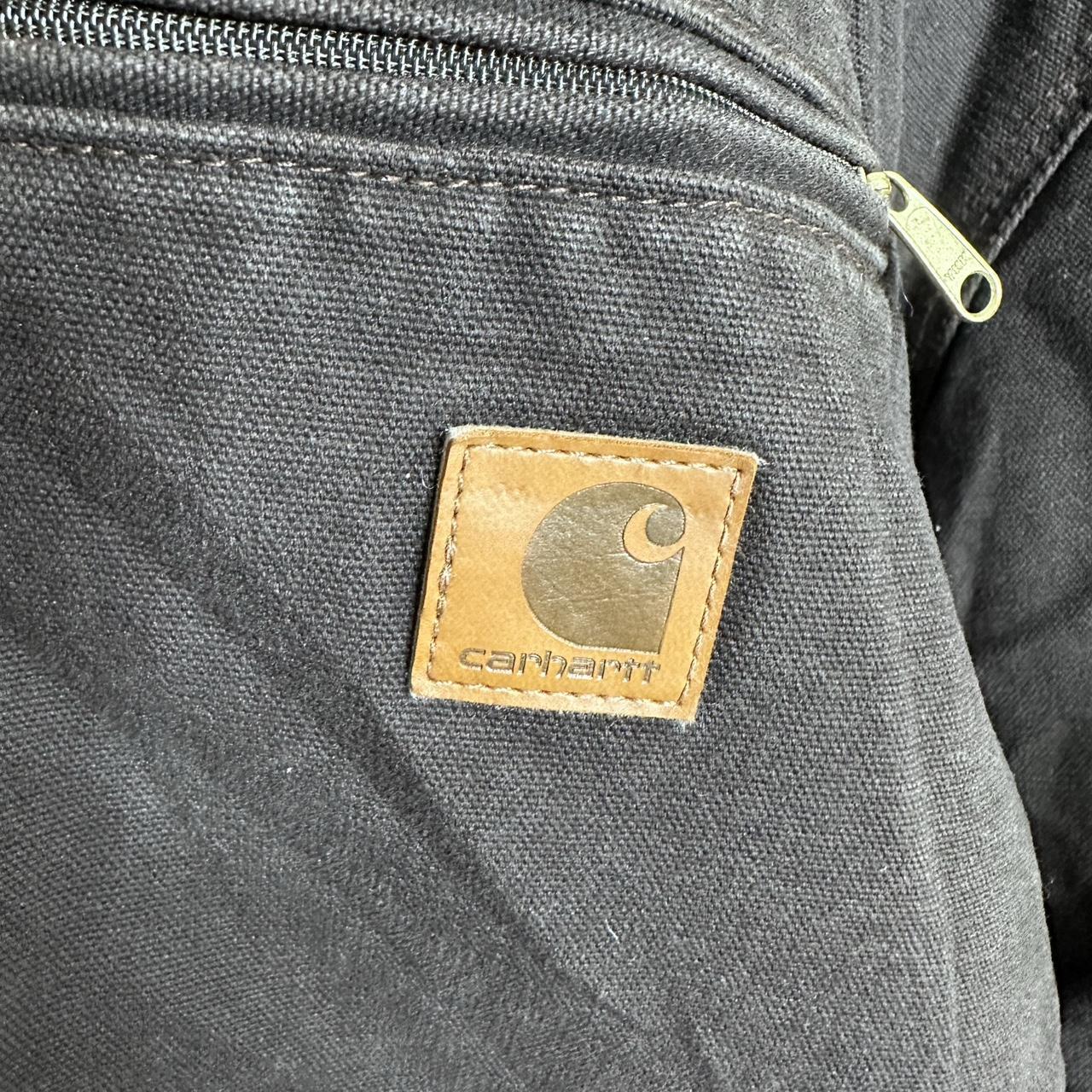 Carhartt dark brown canvas jacket with hood Size... - Depop