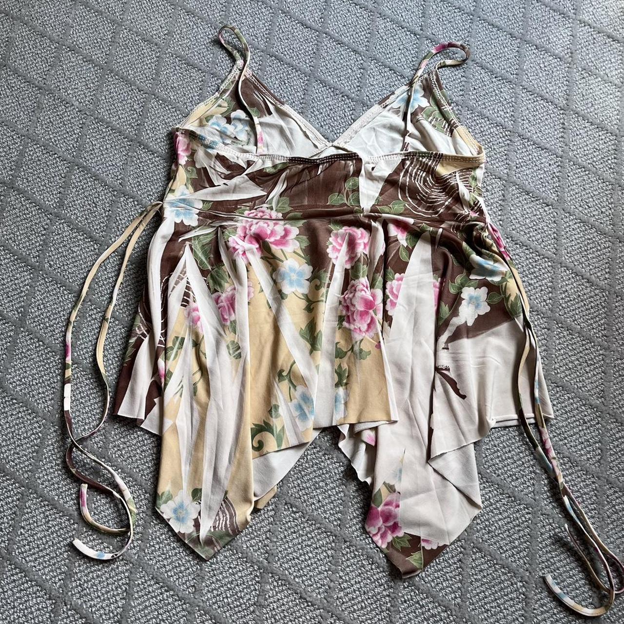 y2k tropical summer tank top v-neck flowy tie... - Depop